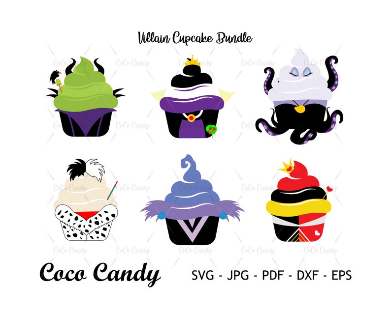 Villain Cupcake SVG Bundle | Cupcake Svg | Villain Svg | Cupcake Svg ...