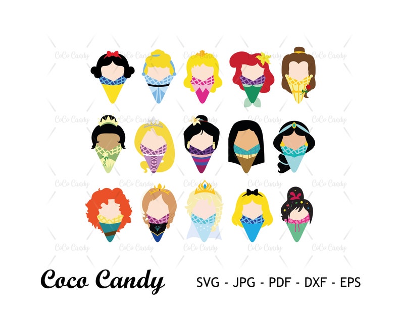 Princess Ice Cream Bundle Svg | Princess SVG | Ice Cream SVG | Snack ...