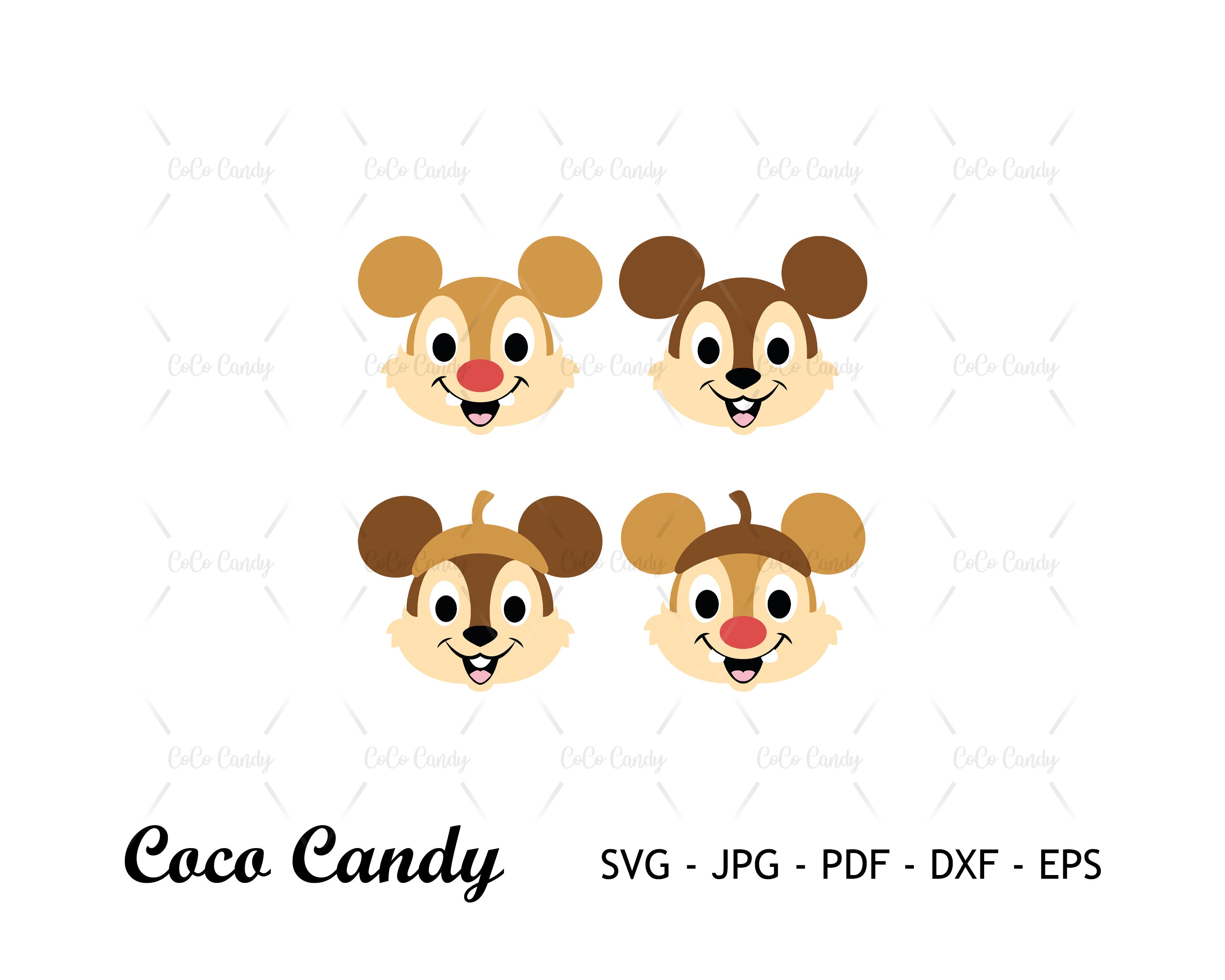 Chip and Dale Mouse Ear SVG | Villain Svg | Mouse Head Svg | Mouse Ear ...