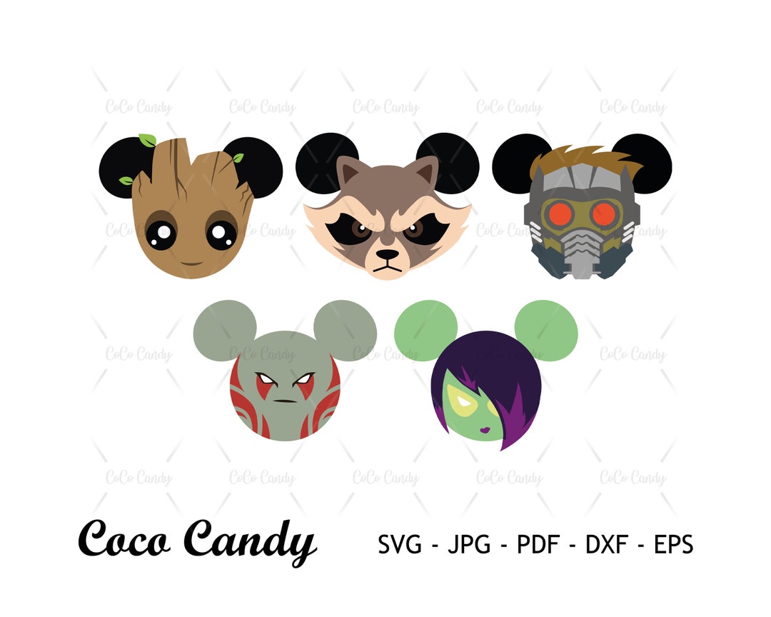 Guardians Galaxy Ear Bundle Svg Rocket SVG Mouse Ear SVG - Etsy