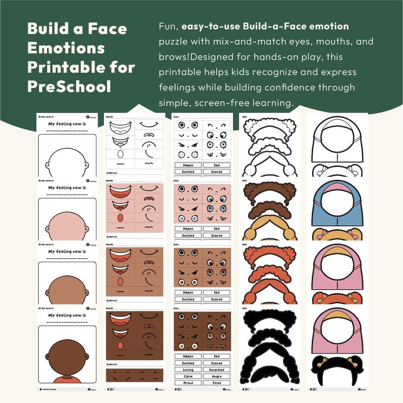 Build a Face Emotions Printable | Preschool SEL Activity (digital ...