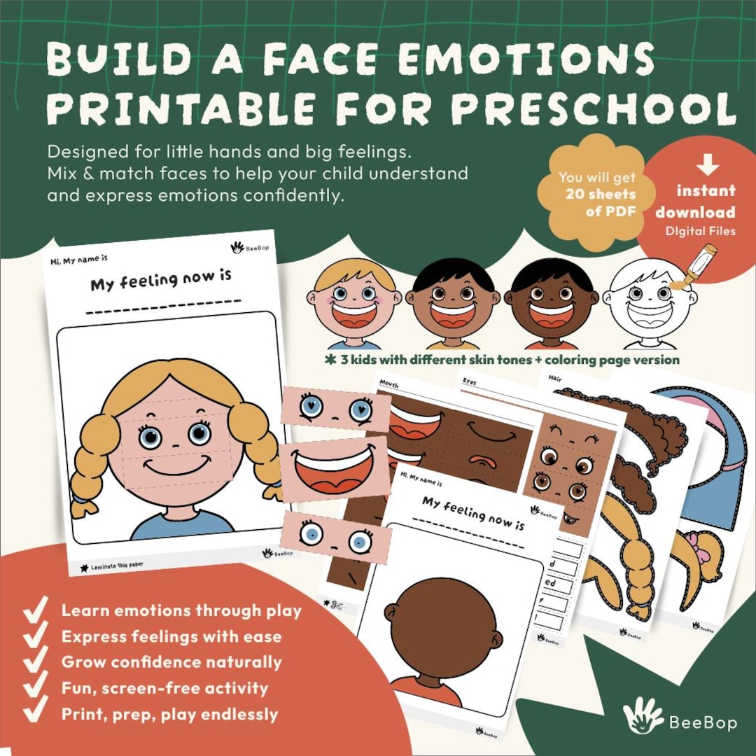 Build a Face Emotions Printable | Preschool SEL Activity (digital ...