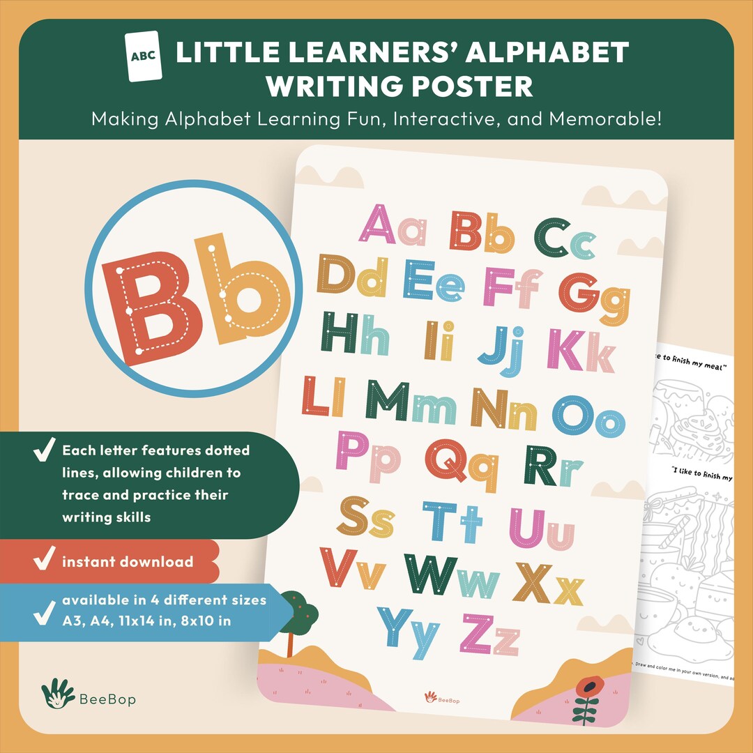 Little Learners’ Alphabet Writing Poster-the Perfect Gift for Your ...