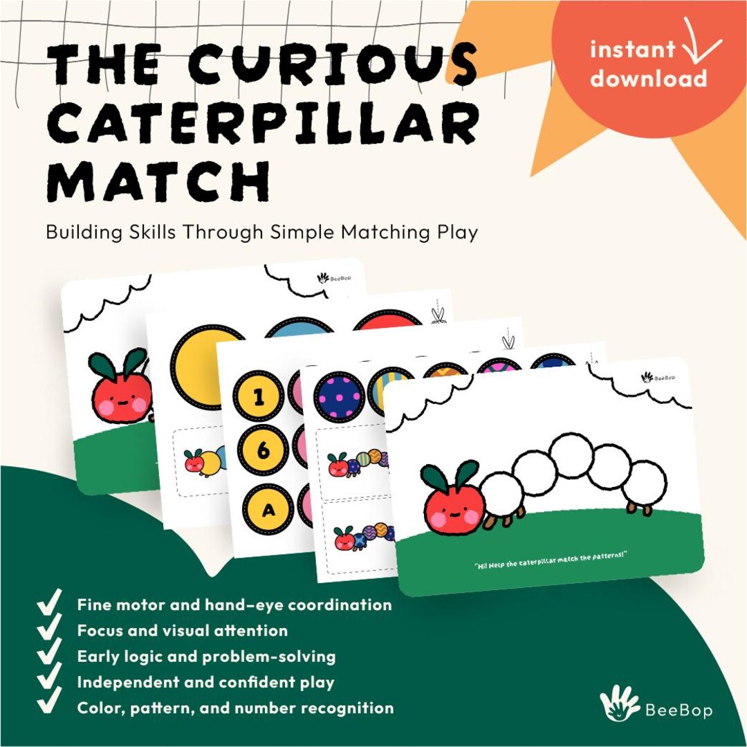 Caterpillar Match Printable - Toddler Matching Activity - Color ...