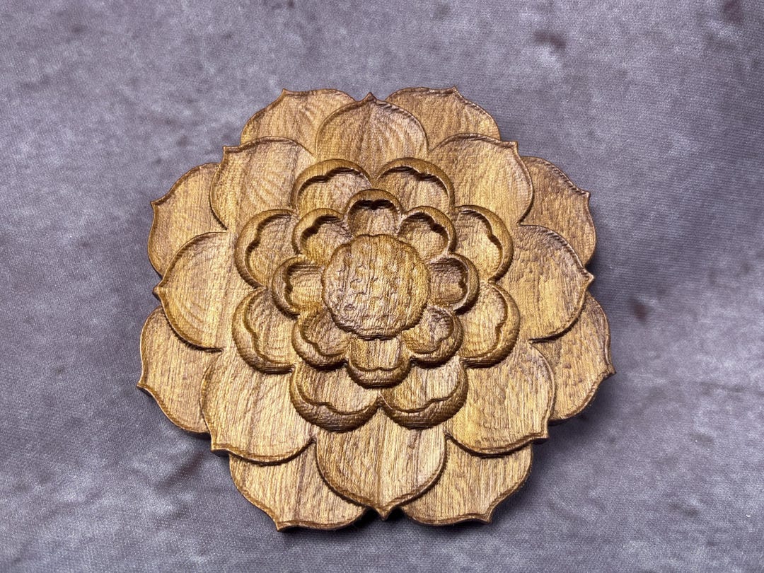 Spiritual Lotus Flower Wood Onlay – Carved Rosette for Furniture, Walls ...