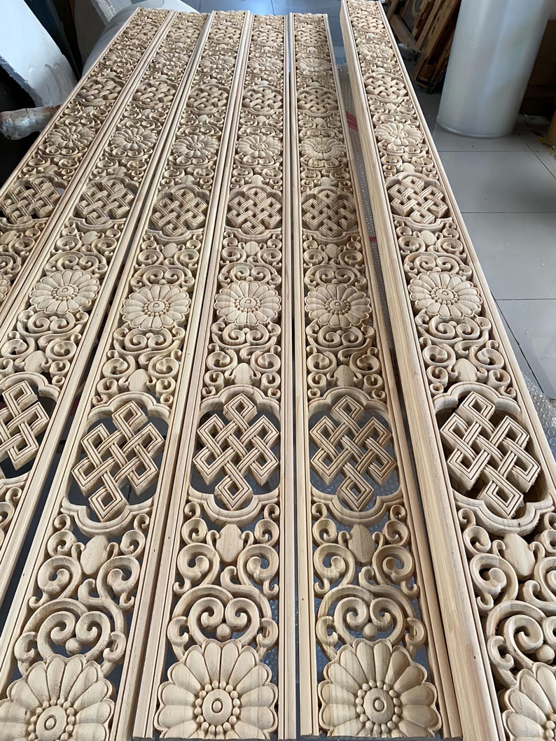 W2.4" W3.2" W4" W5" W6" Unpainted Carved Wood Line Molding – Scrolls ...