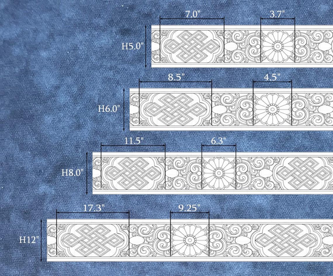 H2.4" 3.2" 4" 5" 6" 8" 12" Unpainted Carved Wood Line Molding – Scrolls ...