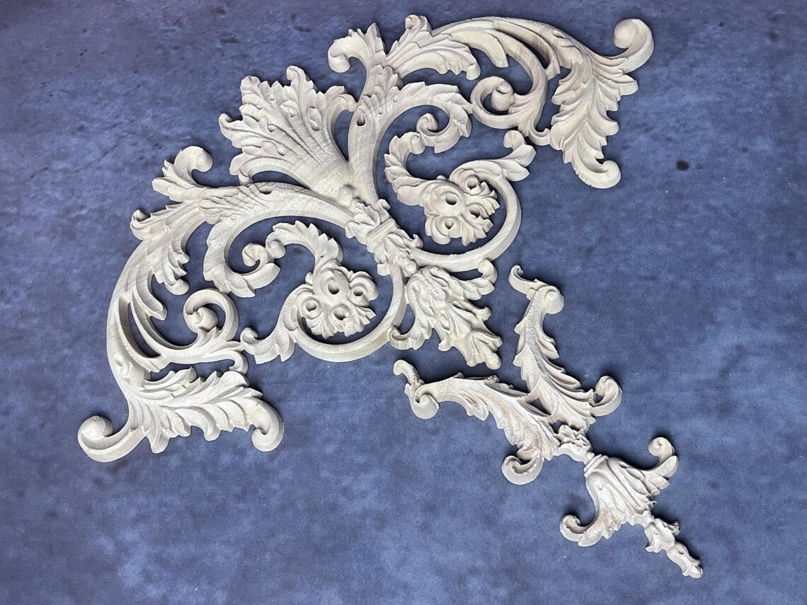 French Style Carved Wood Wall Decor – Floral & Scrollwork Appliqué ...
