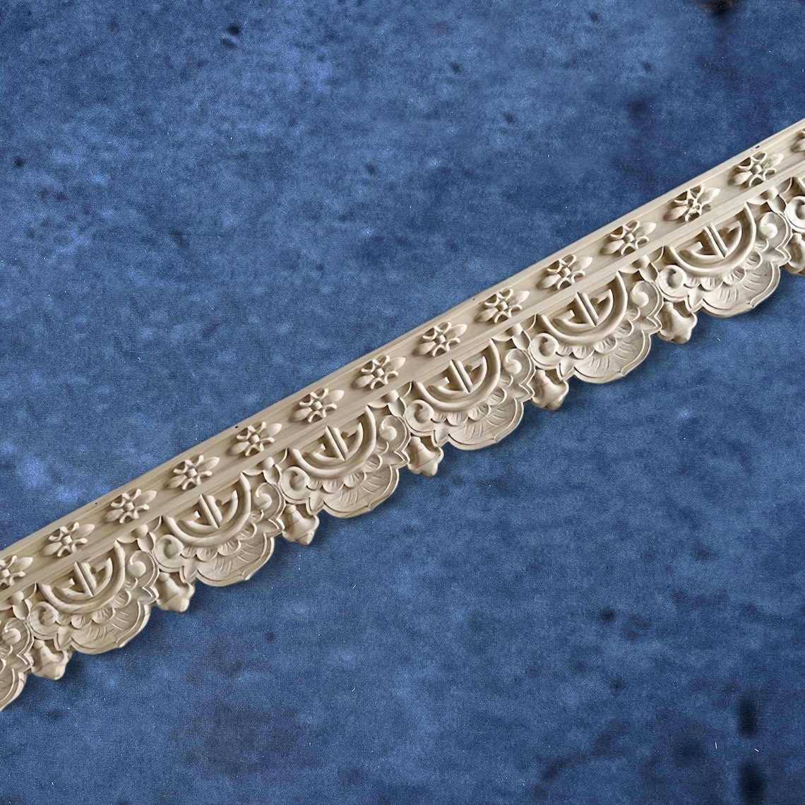 W4.7" W6" Unpainted Carved Wood Line Molding – Greek Key and Floral ...