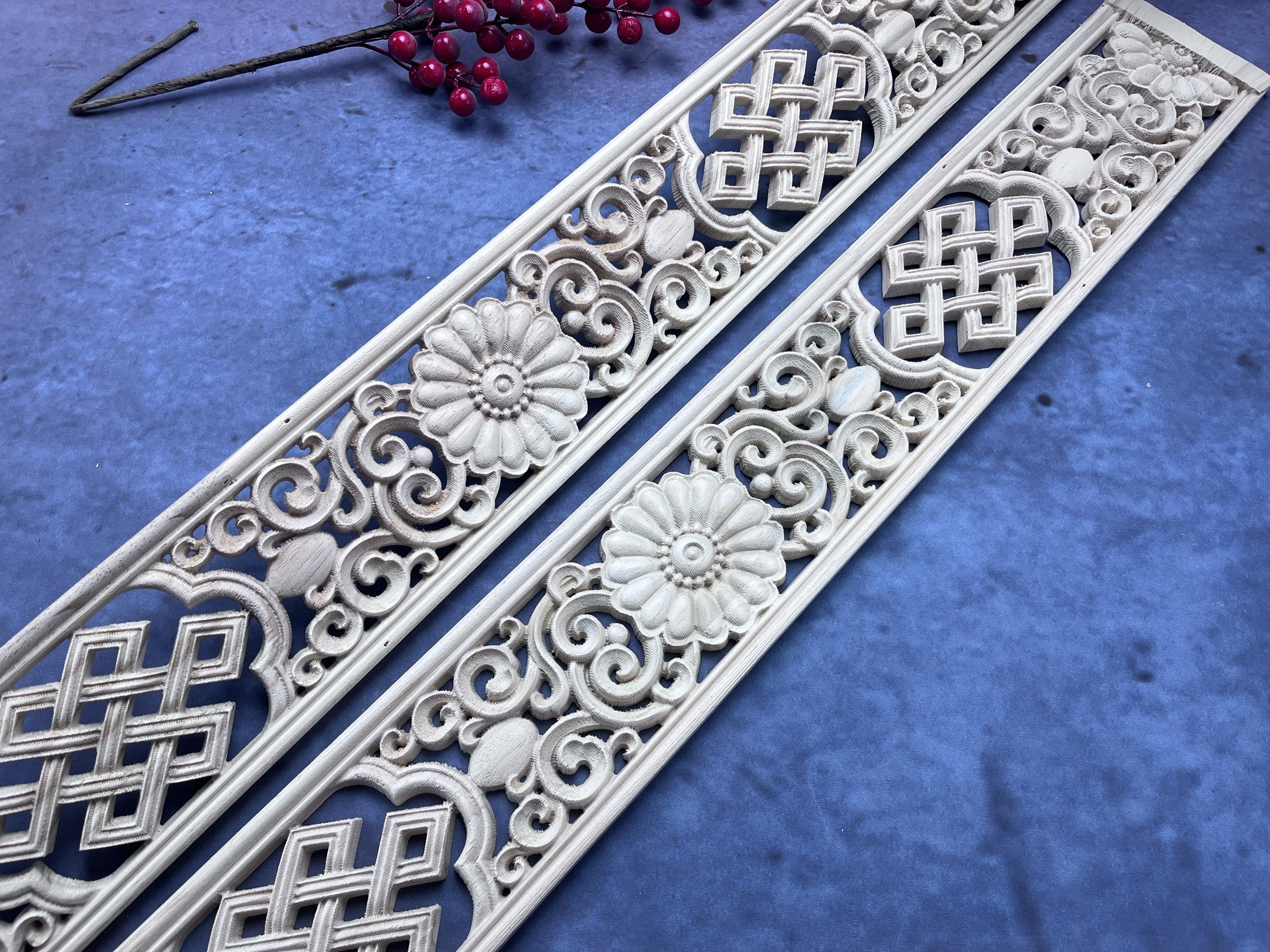 H2.4" 3.2" 4" 5" 6" 8" 12" Unpainted Carved Wood Line Molding – Scrolls ...