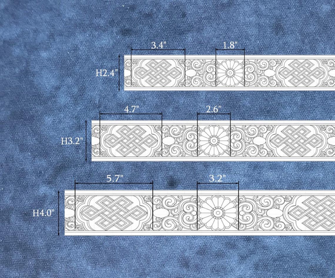 H2.4" 3.2" 4" 5" 6" 8" 12" Unpainted Carved Wood Line Molding – Scrolls ...