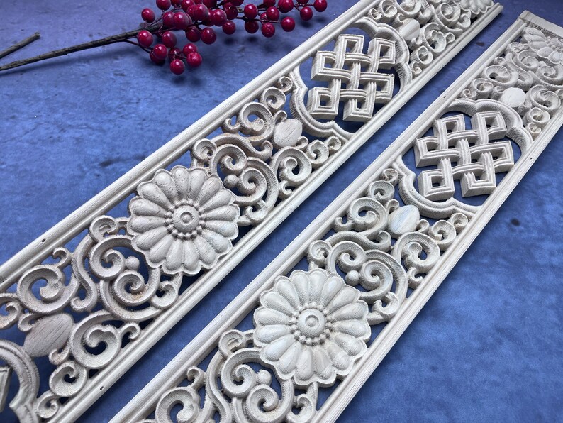 W2.4" W3.2" W4" W5" W6" Unpainted Carved Wood Line Molding – Scrolls ...
