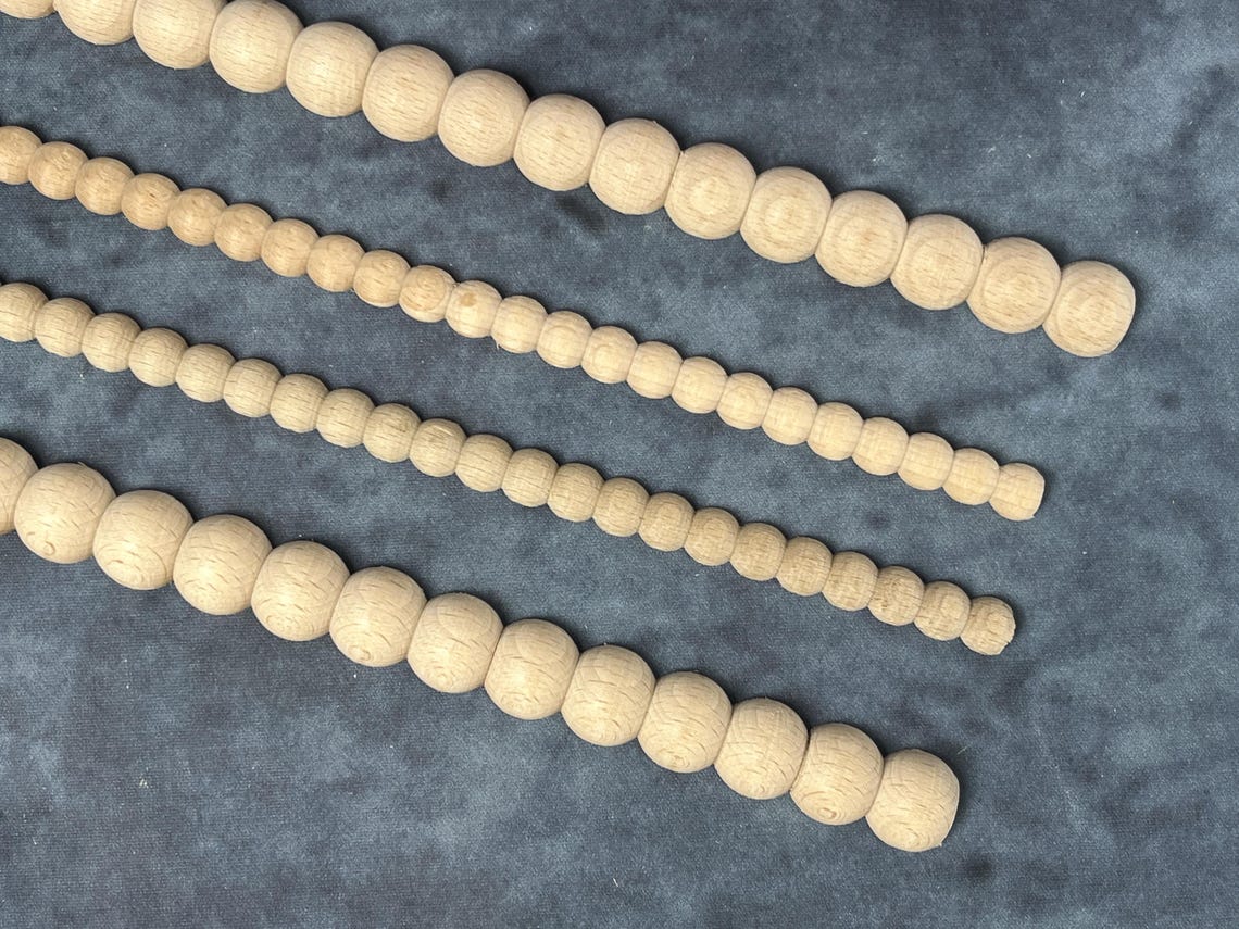 H0.3" to H4.0" Beaded Bobbin Trim, Semi-round Solid Wood Molding for ...