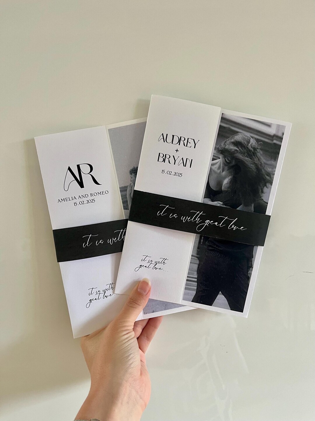 Trifold Wedding Program Brochure With Photos – Sophisticated Modern ...