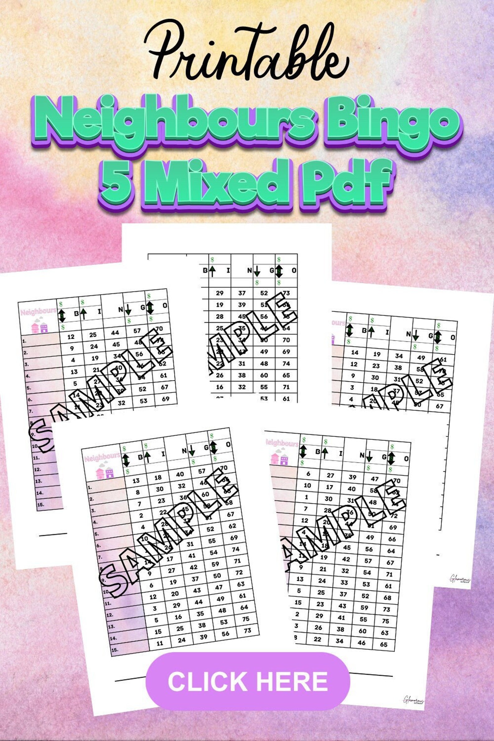 Neighbours Bingo Board, 1 to 15 Lines, 75 BALL, 5 Mixed Sheets ...