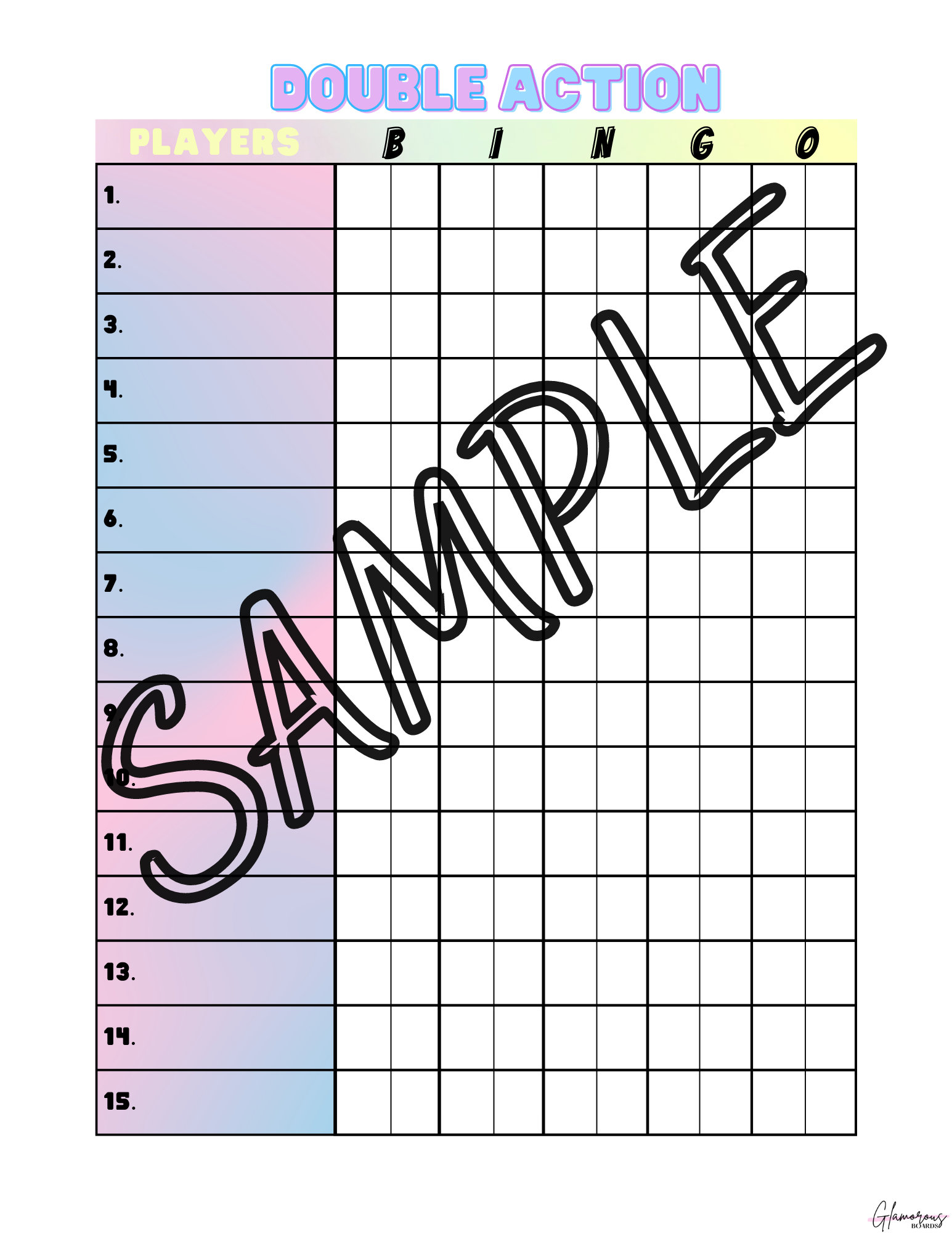 Double Action Bingo Boards (mixed,blank) 1-15 Lines, 75 Ball, PDF FILES ...