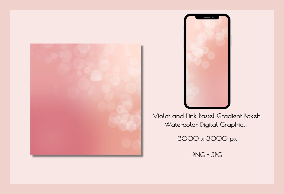 8 Gradient Pastel Colors Bokeh Digital Paper, Background in Light Pink ...