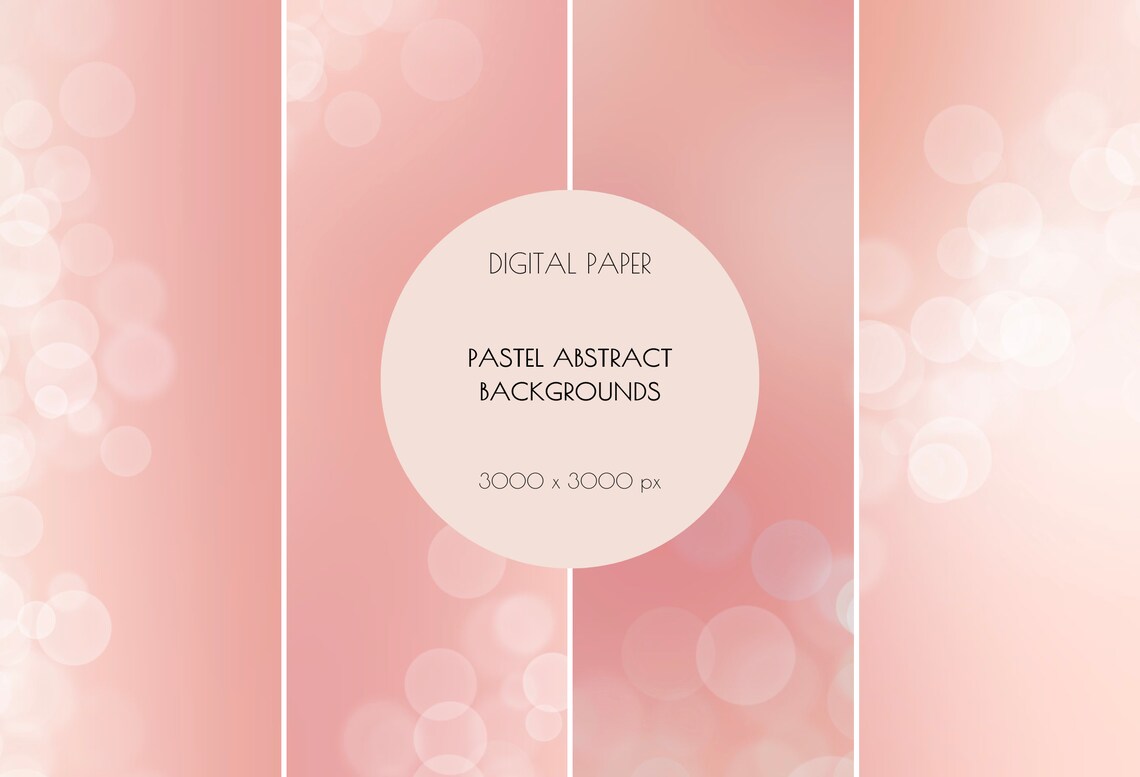 8 Gradient Pastel Colors Bokeh Digital Paper, Background in Light Pink ...