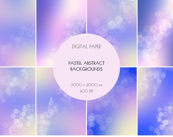 8 Gradient Pastel Colors Bokeh Digital Paper, Background in Light Pink ...