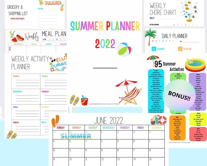 Printable Editable Summer 2022 Bundle! 95 Summer Activity FREE I Daily ...