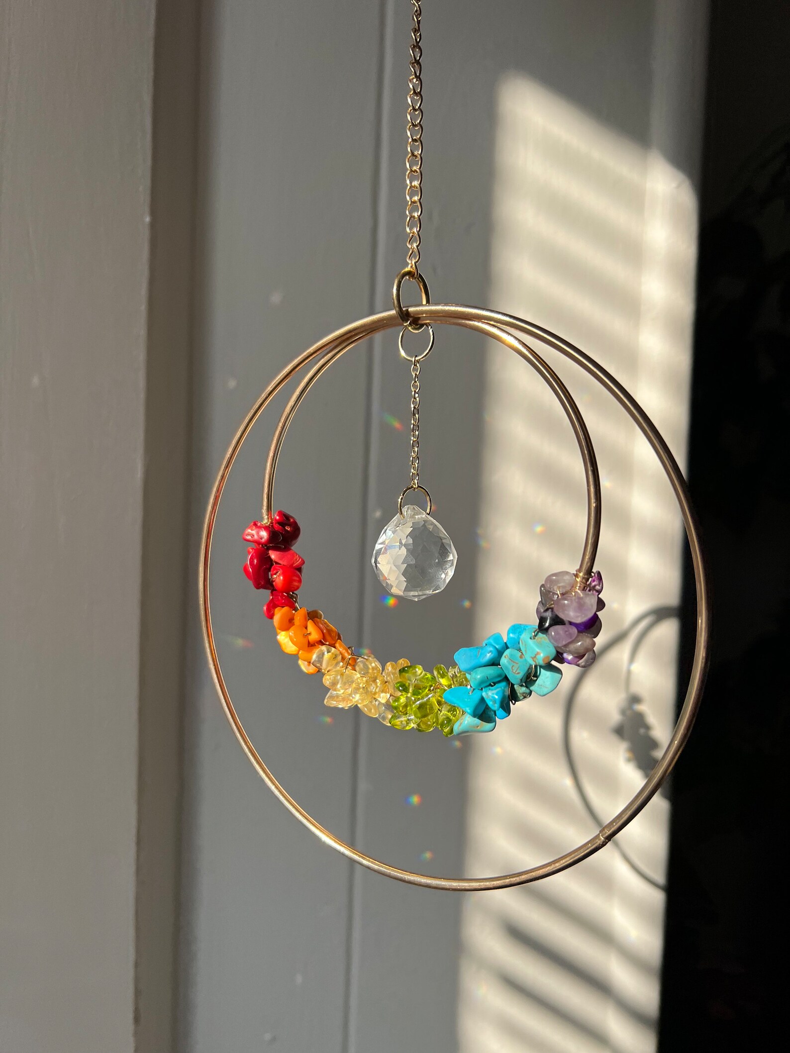 Rainbow Gem Chip Encrusted Sun Catcher - Etsy