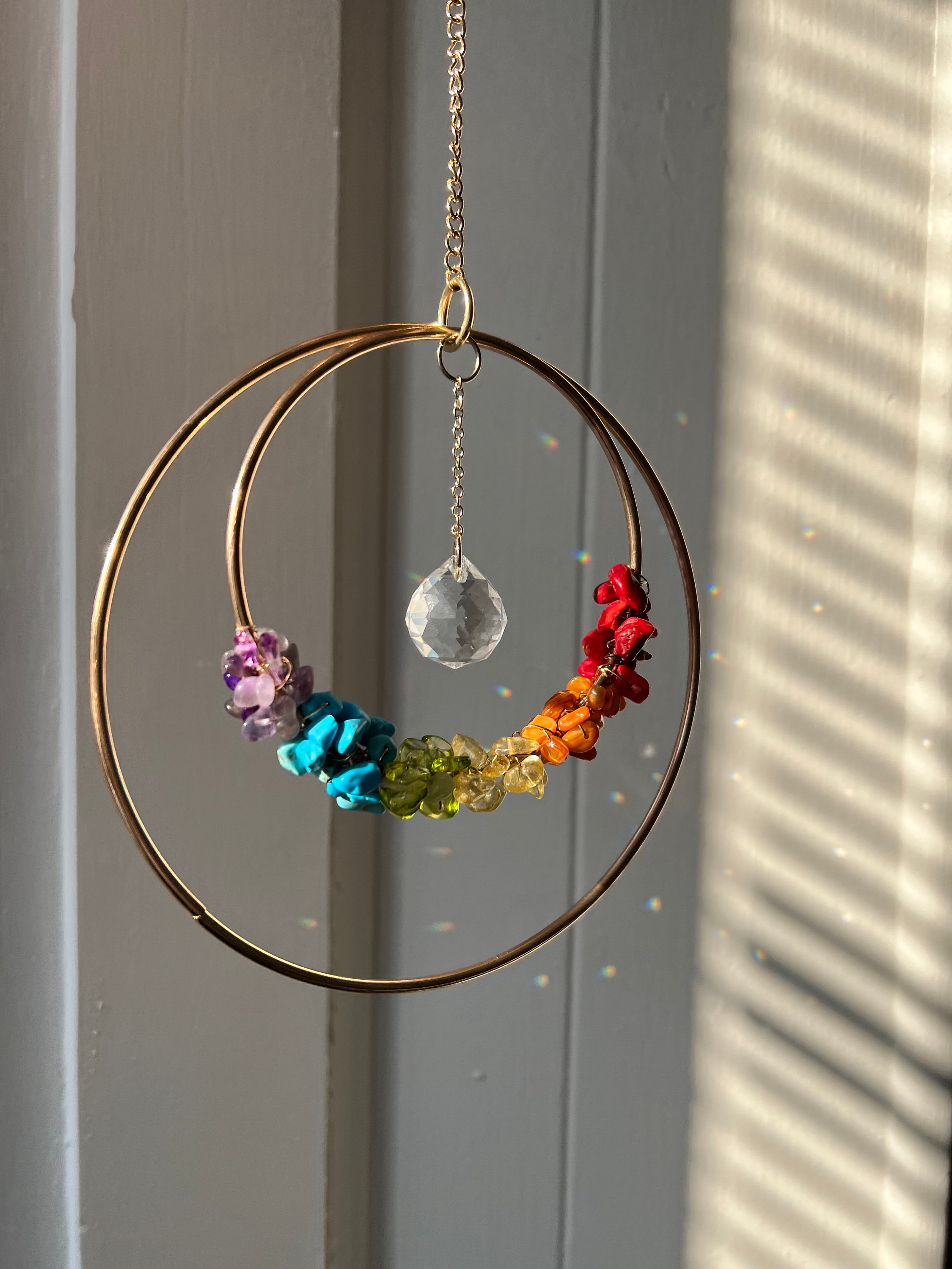 Rainbow Gem Chip Encrusted Sun Catcher - Etsy