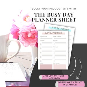 Busy Day Planner Sheet Printable Planner A4 PDF Calendar Print Planner ...
