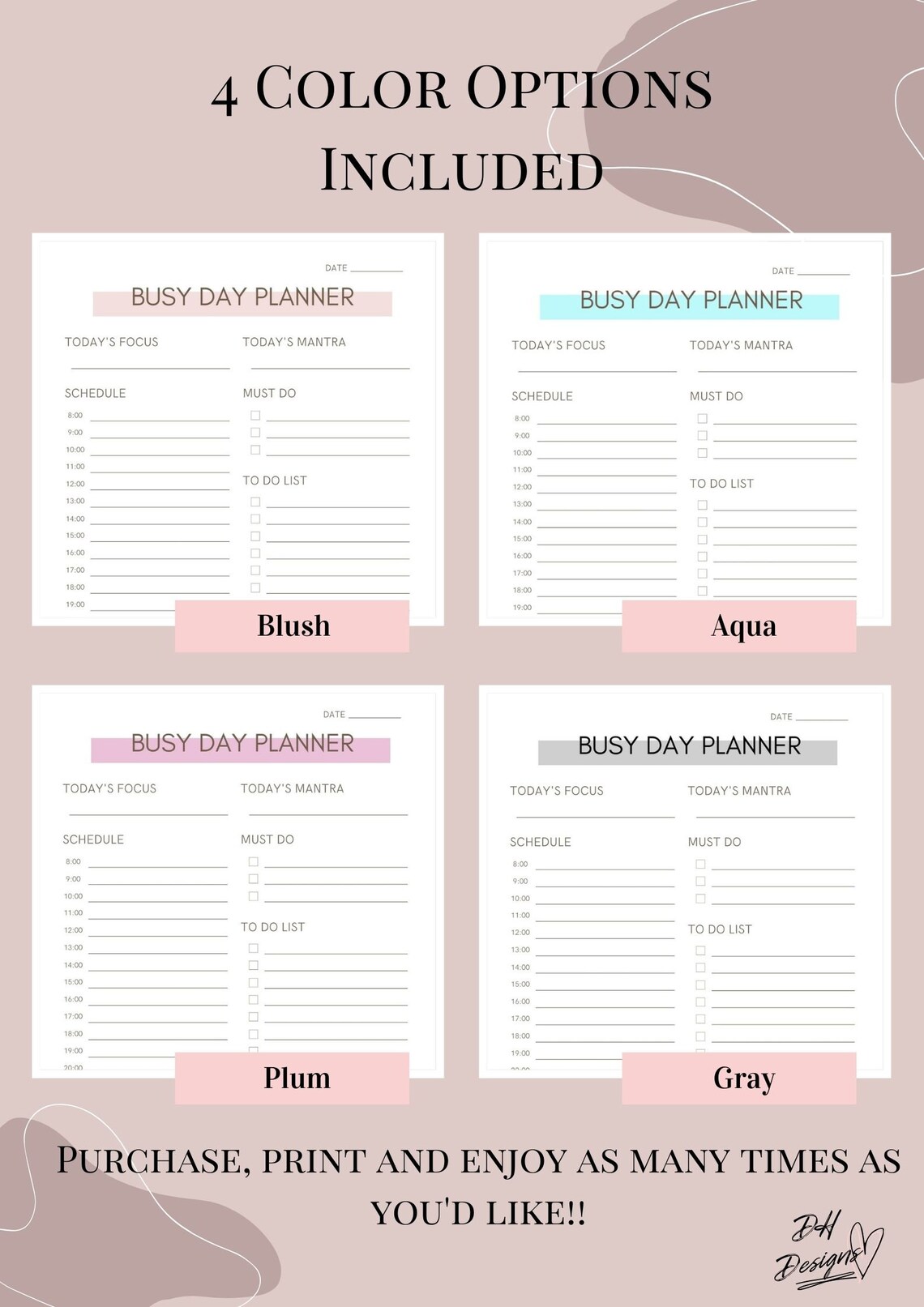Busy Day Planner Sheet Printable Planner A4 PDF Calendar - Etsy