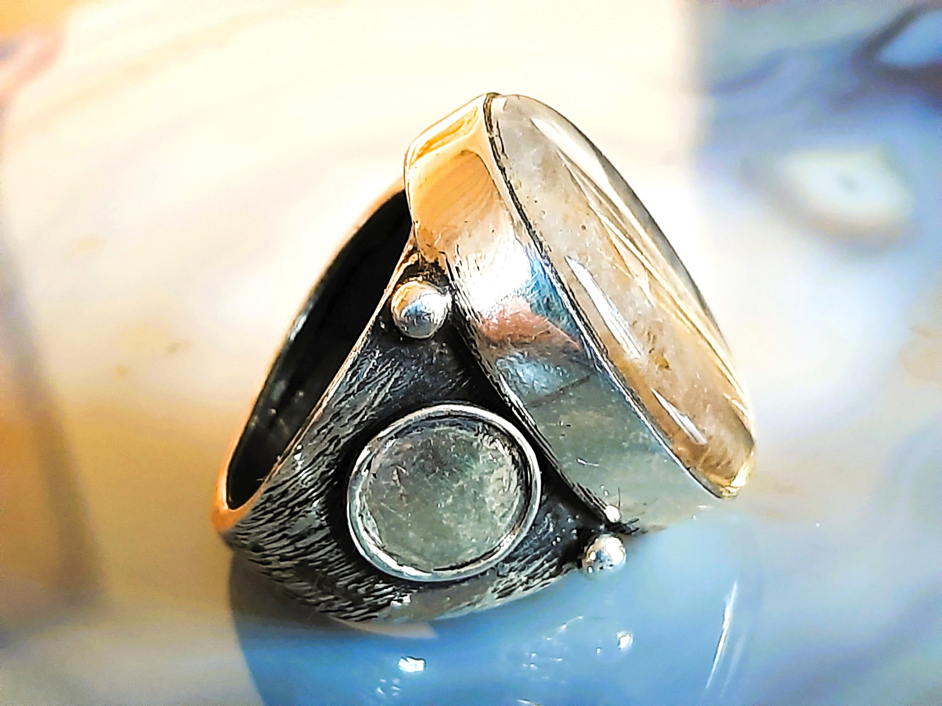 Genuine Quartz Unique Handmade Silver Men Ring - Etsy