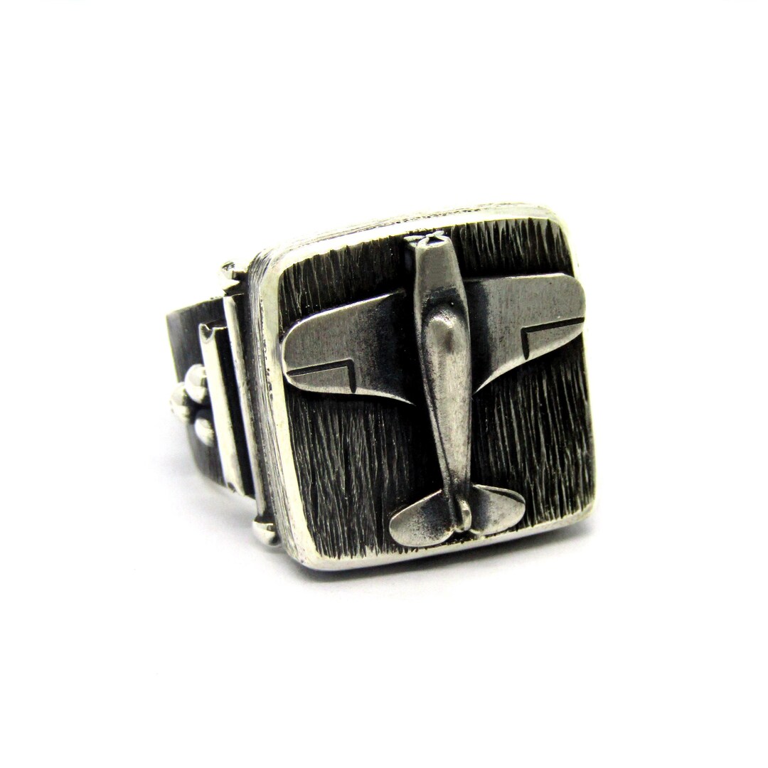 Uniuqe Handmade Sterling Silver Airplane Ring, Aviation Jewelry, Pilot ...