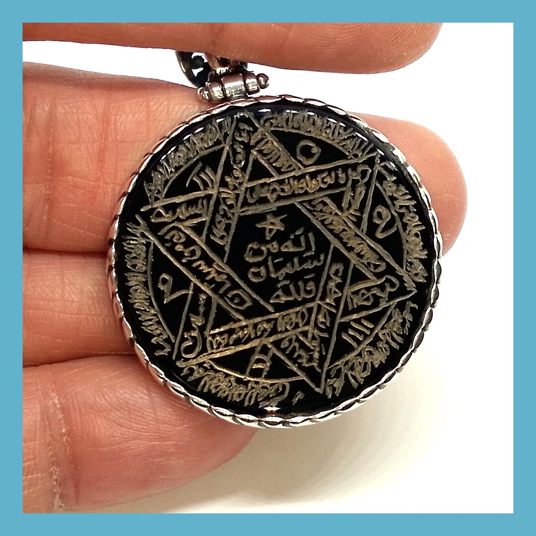 Seal of Prophet Solomon Pendant Hand Engraving Genuine Onyx Stone ...