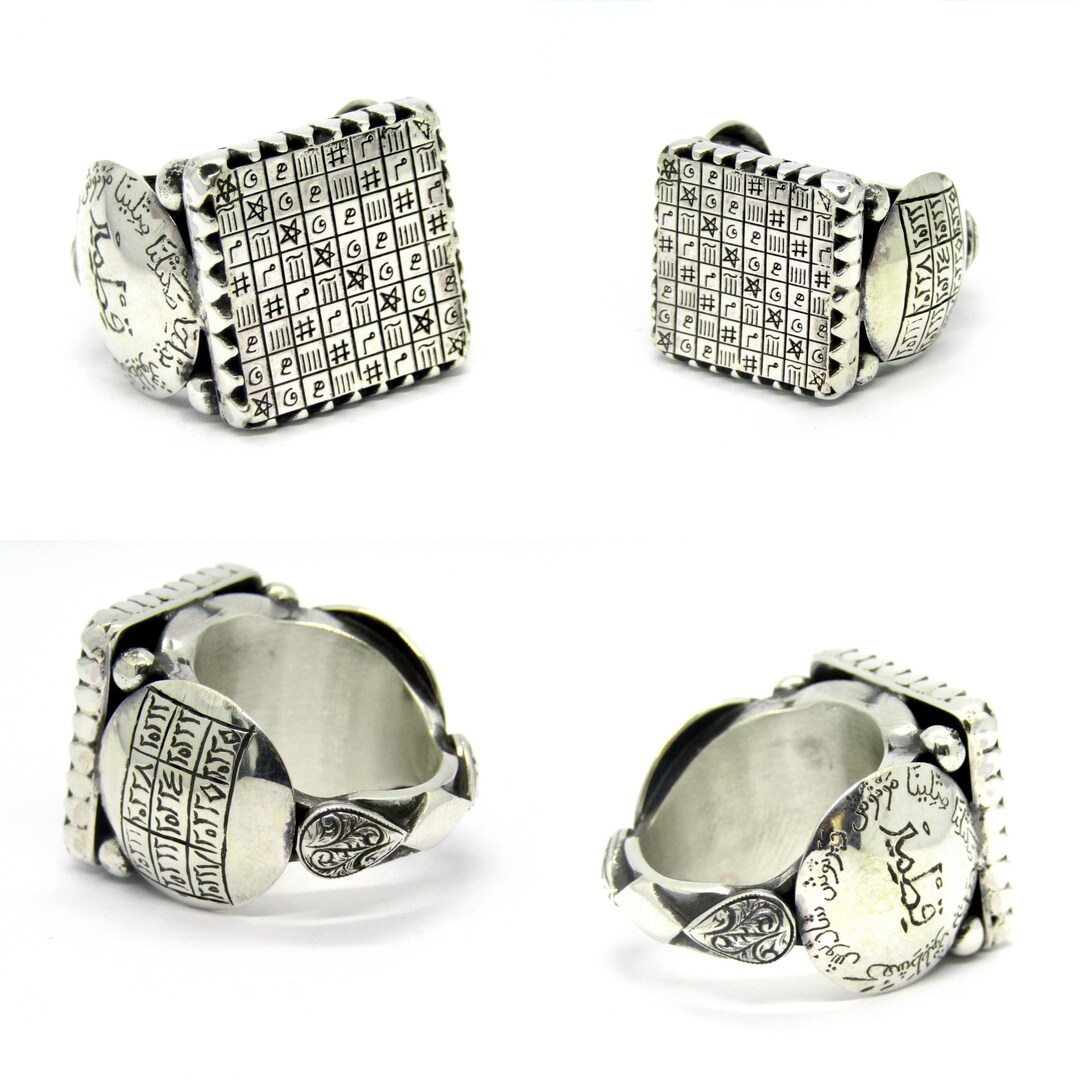 Unique Handmade 3 Strong Talisman Engraved Sterling Silver Islamic Ring ...