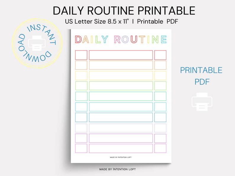 Daily Routine Printable-routine Chart for Kids-homeschool Planner ...