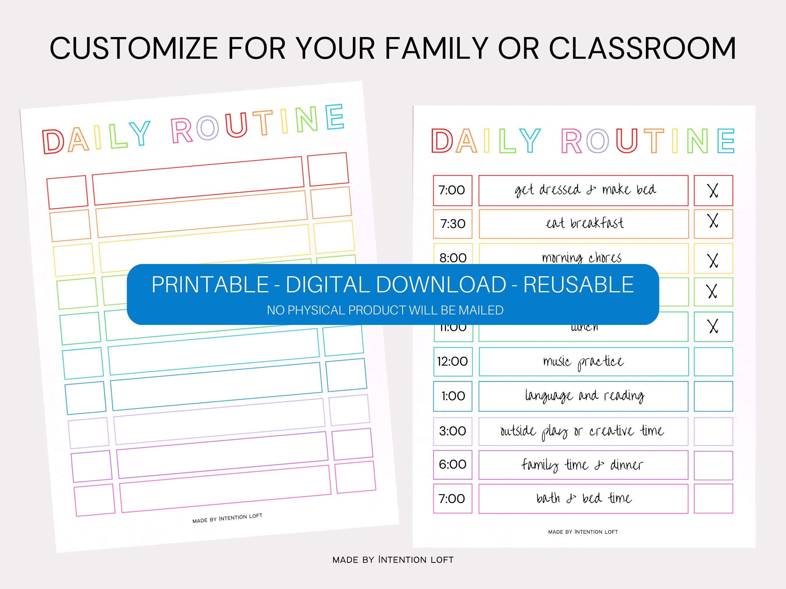 Daily Routine Printable-routine Chart for Kids-homeschool Planner ...