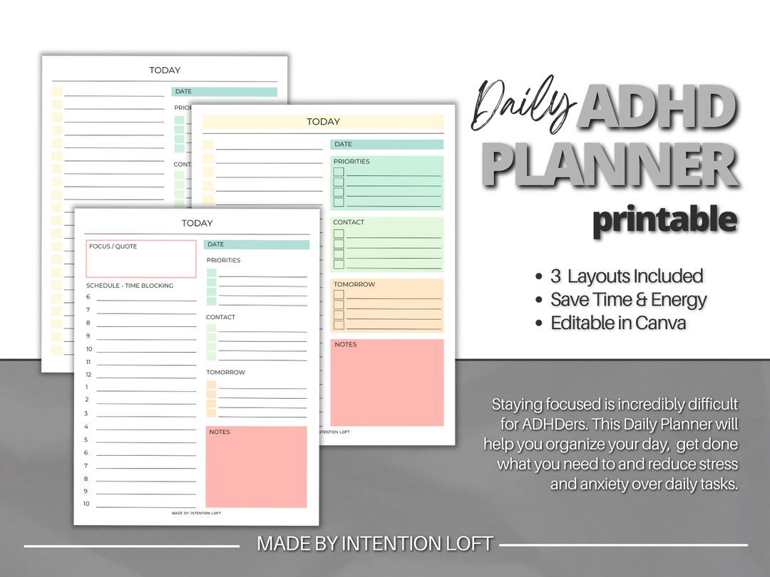 ADHD Planner ADHD Daily Planner Printable Work From Home to Do List ...