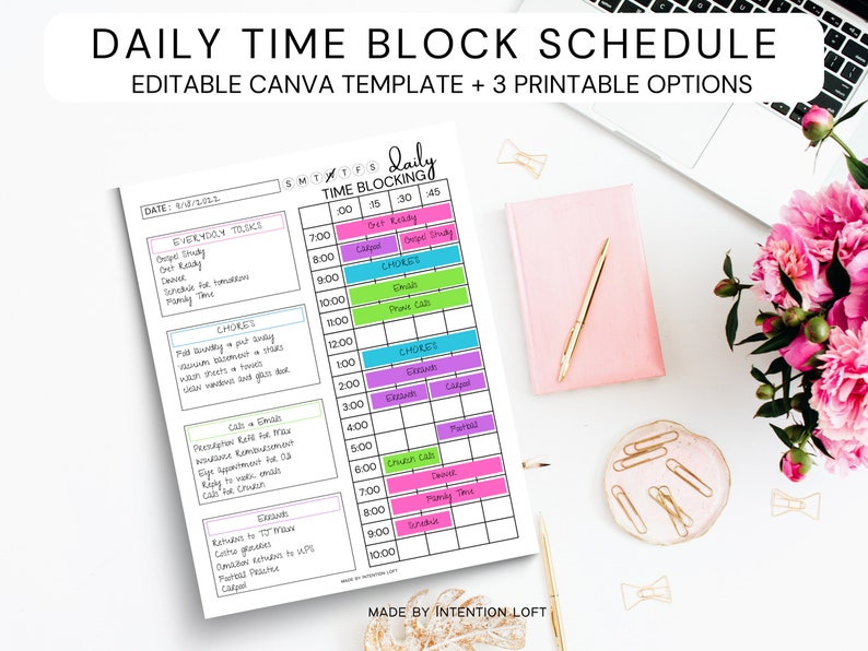 Time Blocking Planner Printable-block Schedule Planner-adhd - Etsy