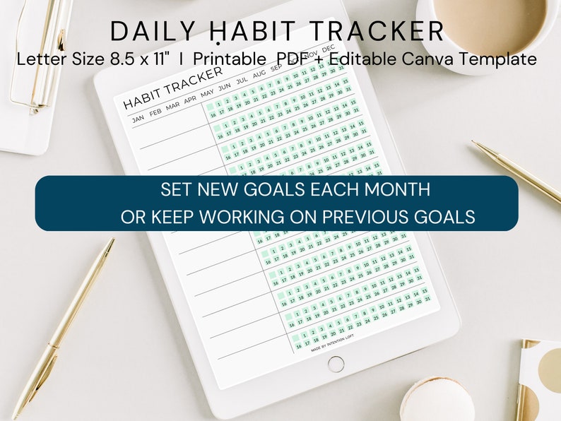 Habit Tracker Printable Goal Tracker Workout Tracker Monthly Habit ...