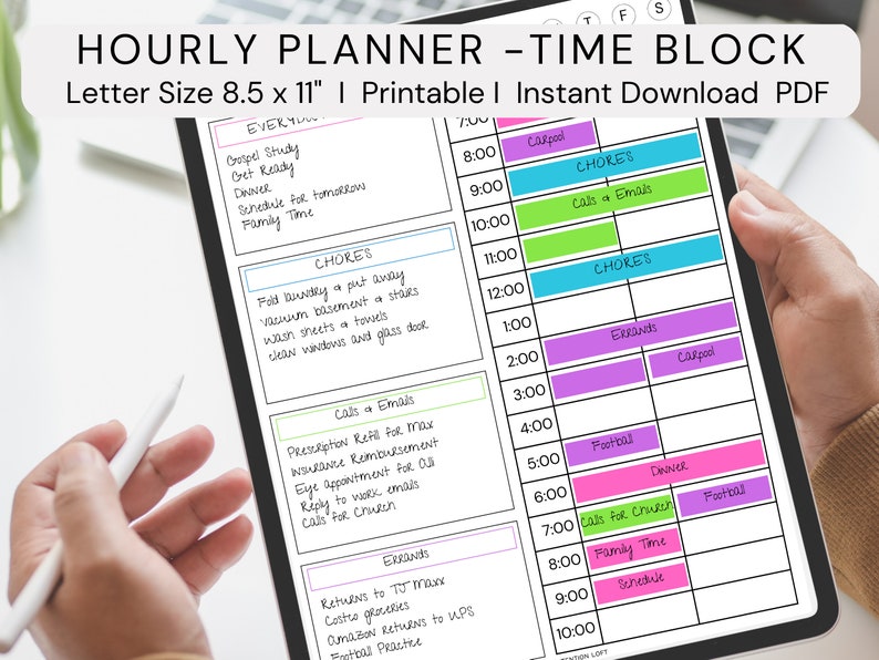 Hourly Planner ADHD Planner Time Blocking Planner Printable work From ...