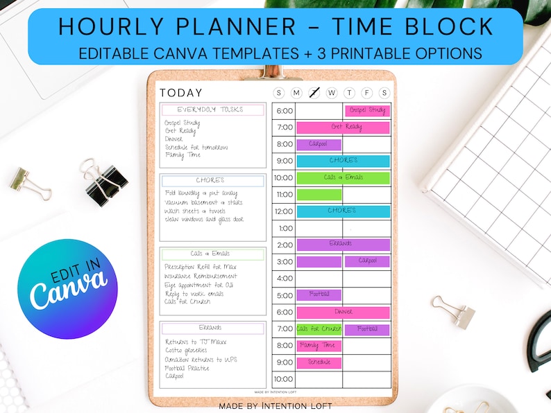 Hourly Planner - ADHD Planner - Time Blocking Planner Printable -work ...