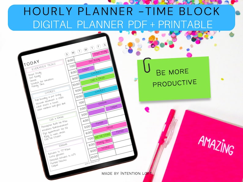 Hourly Planner ADHD Planner Time Blocking Planner Printable work From ...