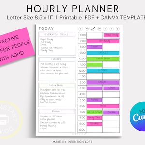 Hourly Planner - ADHD Planner - Time Blocking Planner Printable -work ...