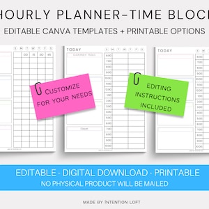 Hourly Planner - ADHD Planner - Time Blocking Planner Printable -work ...