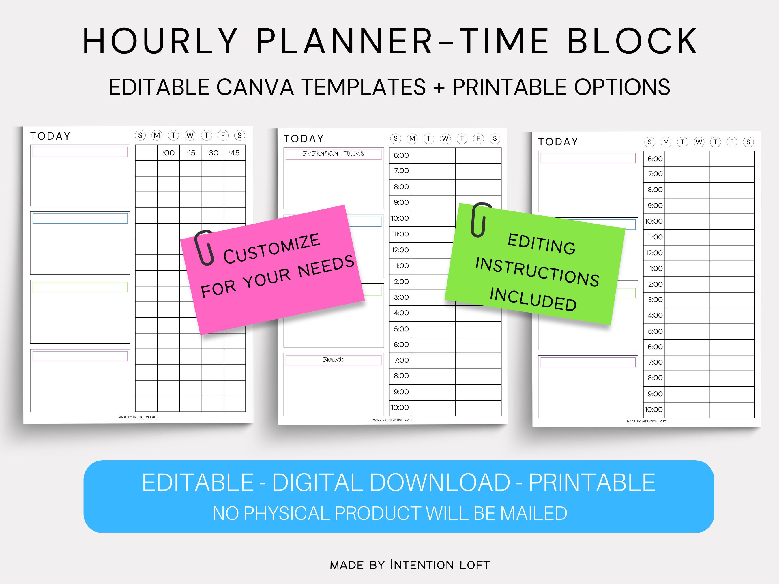 Hourly Planner - ADHD Planner - Time Blocking Planner Printable -work ...