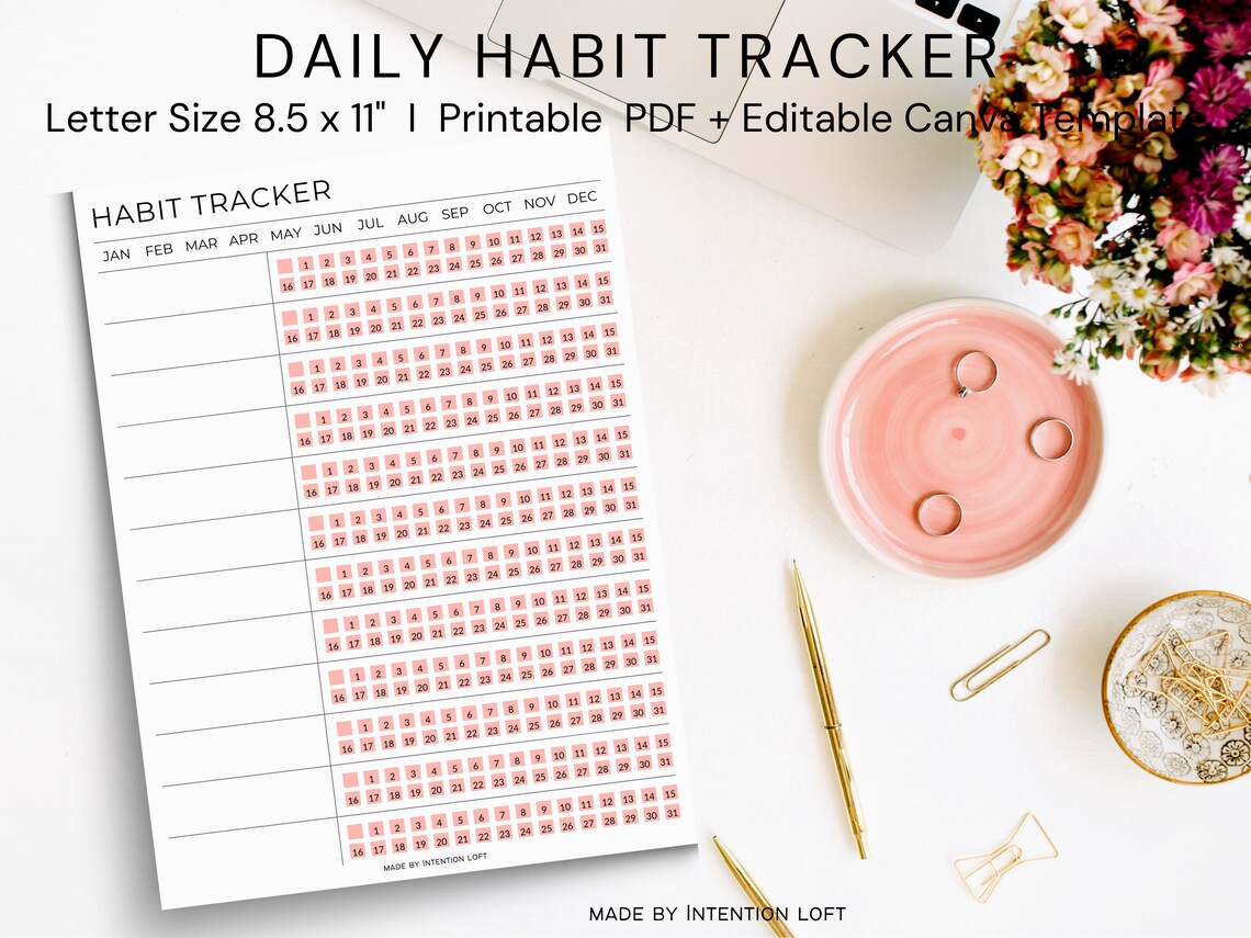 Habit Tracker Printable Goal Tracker Workout Tracker Monthly Habit ...