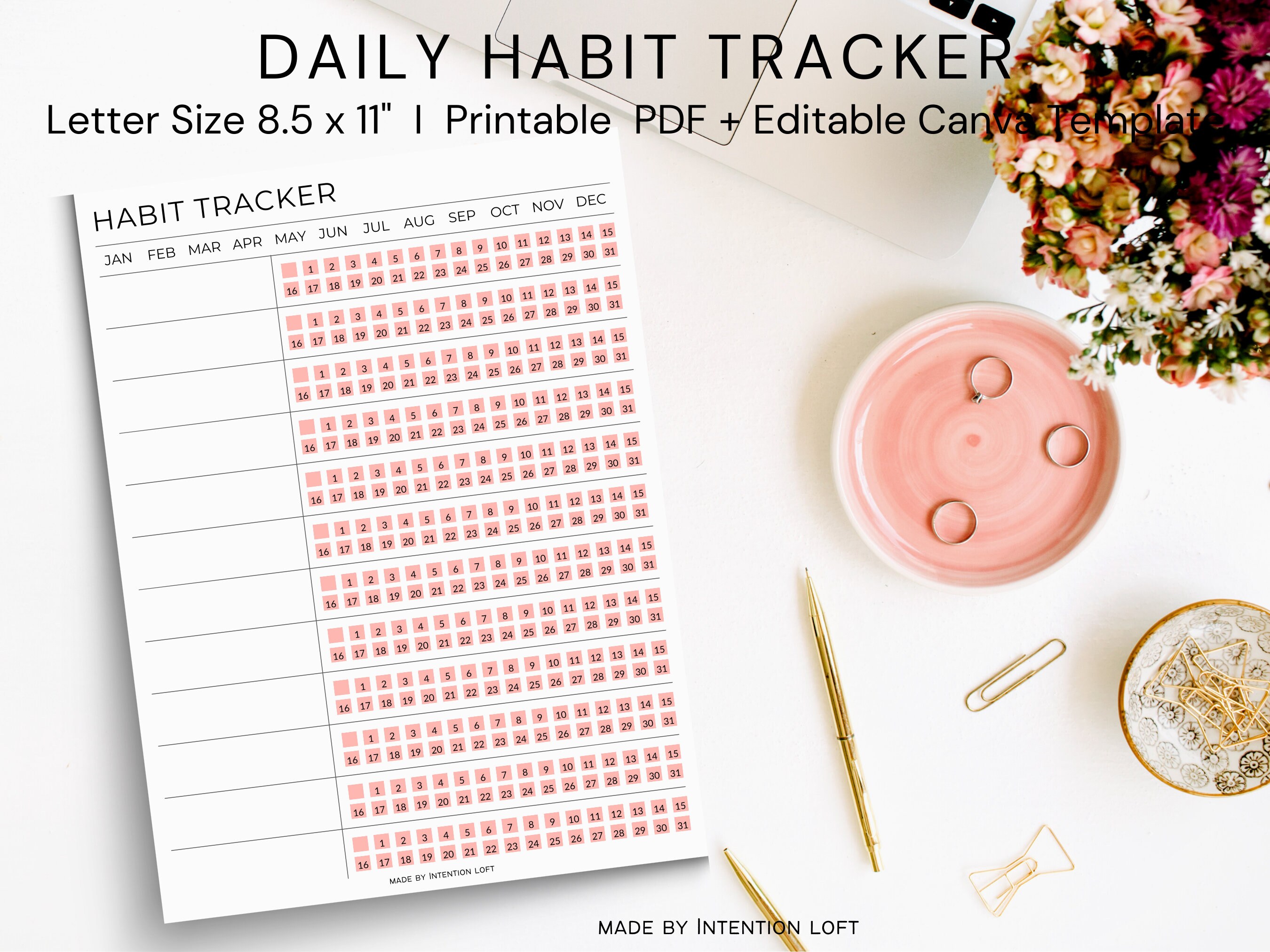 Habit Tracker Printable Goal Tracker Workout Tracker Monthly Habit ...