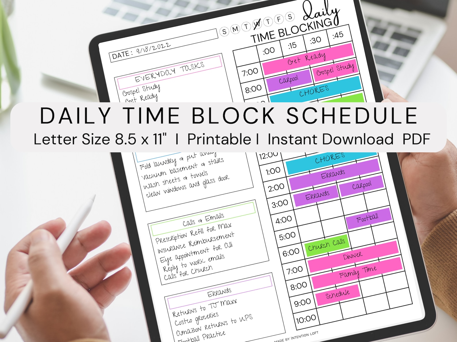 Time Blocking Planner Printable-block Schedule Planner-adhd Planner ...