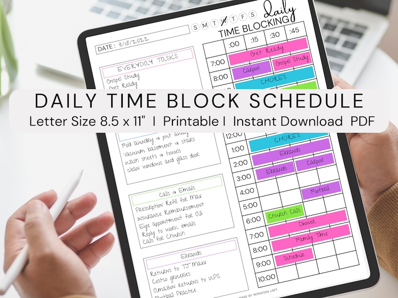 Time Blocking Planner Printable-block Schedule Planner-adhd - Etsy