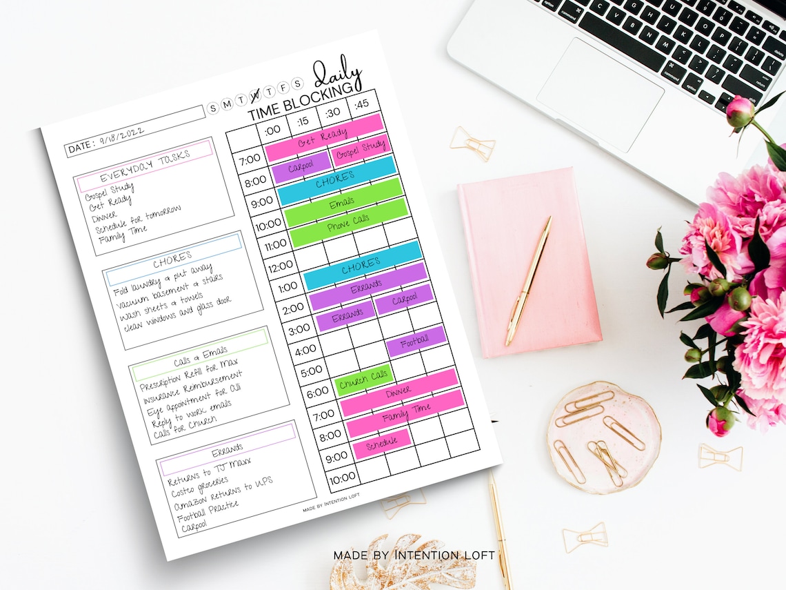 Time Blocking Planner Printable-block Schedule Planner-adhd - Etsy