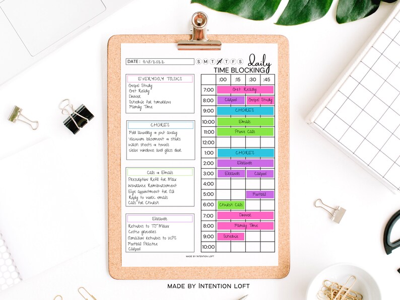 Time Blocking Planner Printable-block Schedule Planner-adhd - Etsy