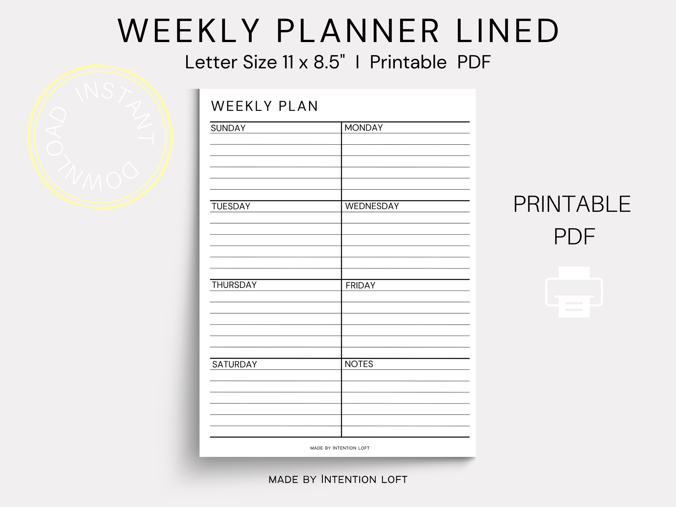 Weekly Planner Printable, Weekly Organizer, Weekly Schedule, Printable ...